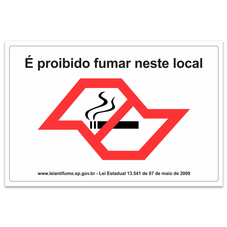 Adesivo É proibido fumar neste local - São Paulo 15x20 cm - Sinalplast ...