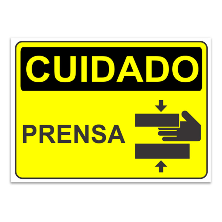 Placa Cuidado Prensa 30x20 cm - Sinalplast Placas de Sinalização